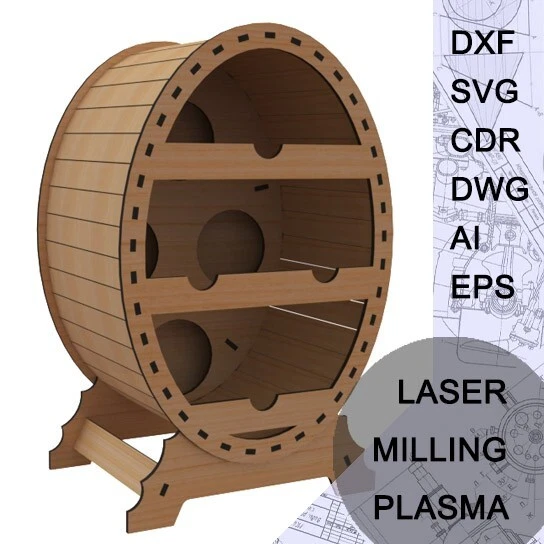 WINE RACK OVAL DXF SVG CDR file Vector for CNC Plasma Router Laser ...