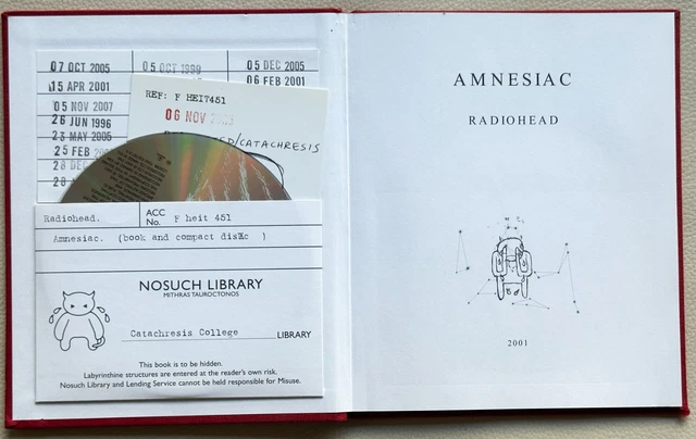 RADIOHEAD AMNESIAC COLLECTORS Special Edition Library Book w CD ...