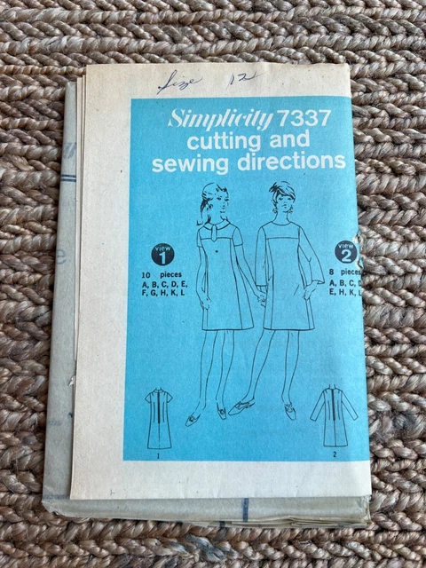 1960'S VINTAGE SIMPLICITY Sewing Pattern 7337 Misses' A line Dress Sz ...