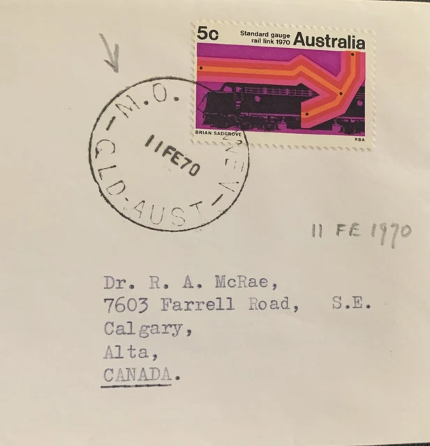 AUSTRALIA FDC WCS 1970 Completion Of Standard Rail Gauge Brisbane-Perth ...