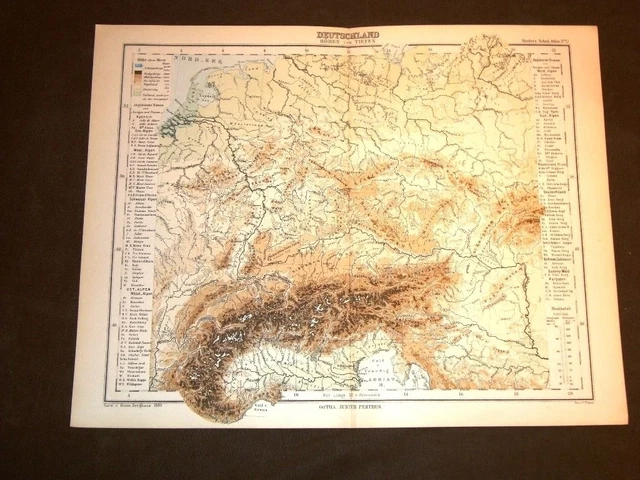 CARTA GEOGRAFICA O mappa Berghaus del 1882 Ancient map Germania ...