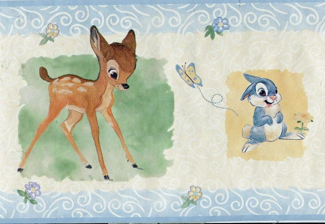 DISNEY'S BAMBI & Thumper Wallpaper Border 3 spools - 45 feet "FREE ...