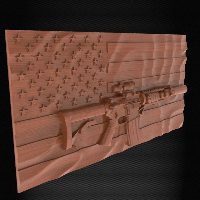 3D STL FILES relief US Flag M4A1 FLAG for CNC router cnc machine ...