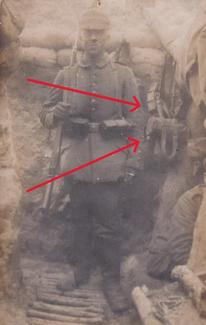 WK1 WW1 FOTO Portrait Soldat im Schützengraben Front Pickelhaube K98 ...