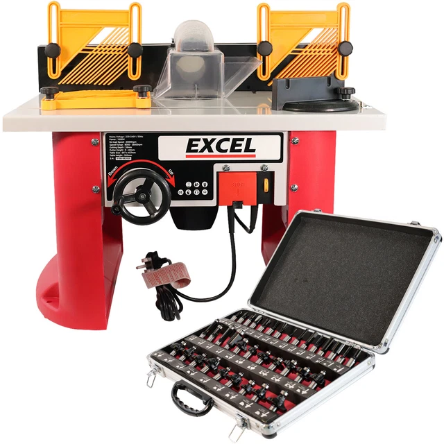 EXCEL BENCH TOP Router Table 240V/1500W With 35 Piece 1/2" Router ...