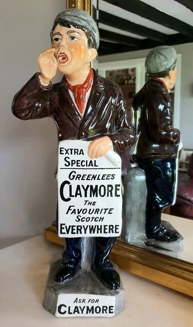 ANTIQUE NEWSBOY SCOTCH Whiskey Bar Advertising Figure Pub Statue Bottle ...