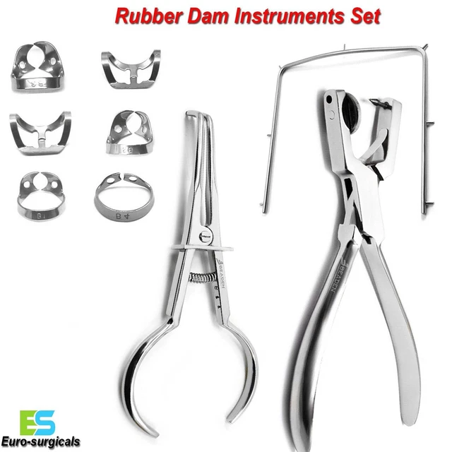 RUBBER DAM KIT Stokes Forceps Frame Assorted Clamp Endodontic Dental ...
