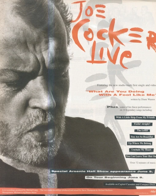 SFBK49 PICTURE ADVERT 13X11 Joe Cocker Live What Are You Doing With A ...