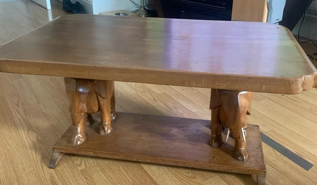 1960’S VINTAGE AFRICAN Hand Carved Mahogany Elephant Table 2 Of 2 £89. ...