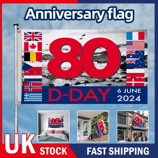 D DAY 80TH Anniversary Flag 5ft x 3ft D Day 80th Anniversary ...