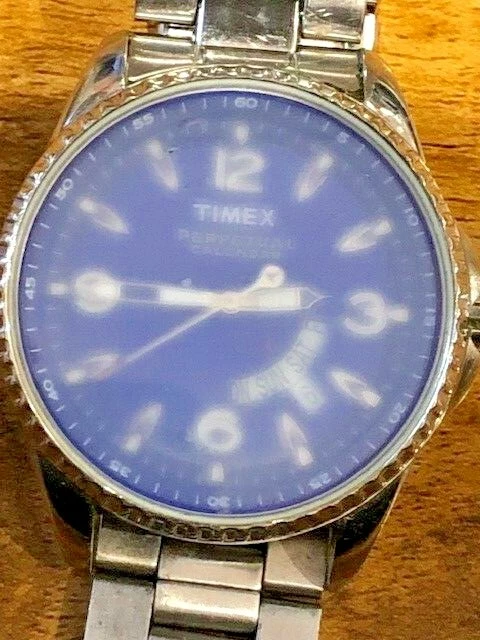 VINTAGE TIMEX PERPETUAL Calendar WR100M VIP Quartz Gents Stainless ...