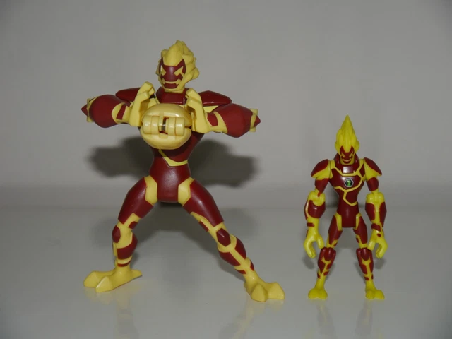 MODELLINO BEN 10 OMNIVERSE HEATBLAST x 2 (più grande & 4") RARA Bandai ...