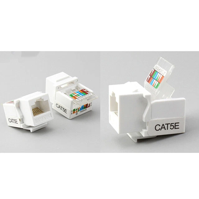 10PCS RJ45 CAT5E Ethernet Network Keystone JackClip Module Wall Plug ...