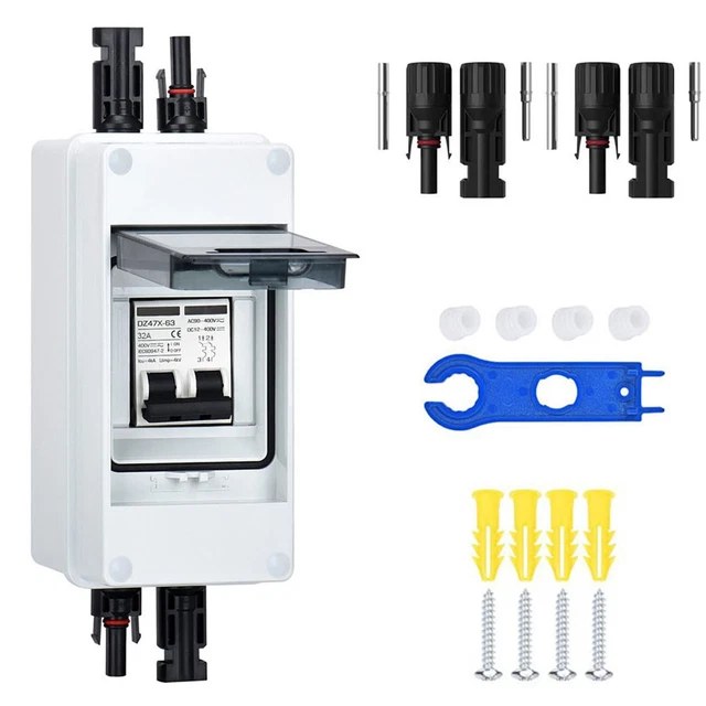 DC ISOLATOR SWITCH PV System Circuit Breaker 2P 32A Combiner Box With ...