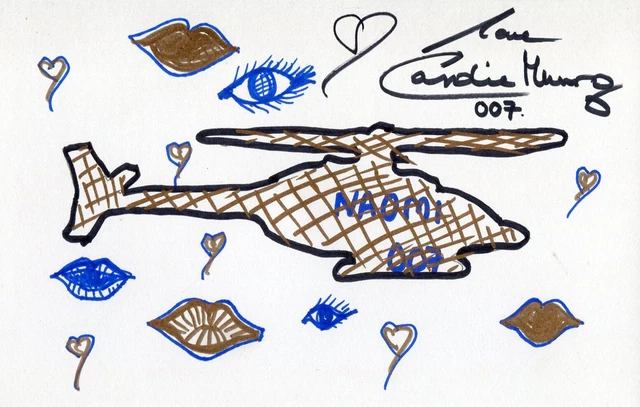 007 BOND GIRL Caroline Munro hand drawn and signed doodle art Ref: H7 £ ...