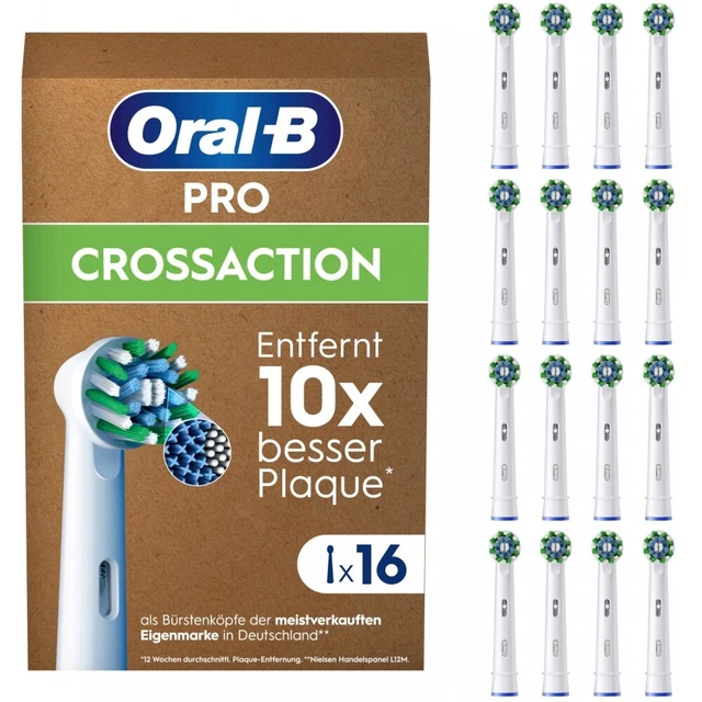 ORAL-B PRO CROSSACTION 16er Pack Aufsteckbürsten weiß Indikator-Borsten X-förmig EUR 55,90 ...