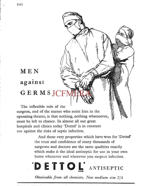 'DETTOL' ANTISEPTIC LIQUID ADVERT Small Original Vintage 1950 Print Ad ...