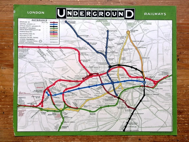 ORIGINAL 1908 LONDON Underground Railways Map - Earliest Tube Map ...