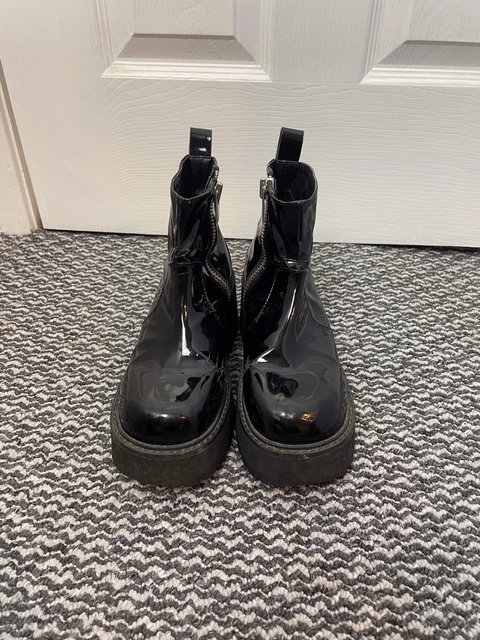 UNIF DADA PATENT vinyl shiny platform boots - Visible damage UK Size 3 ...