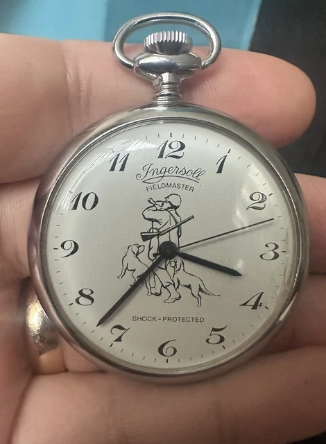 INGERSOLL FIELDMASTER MECHANICAL Pocket Watch 1970S Hunting Scene ...