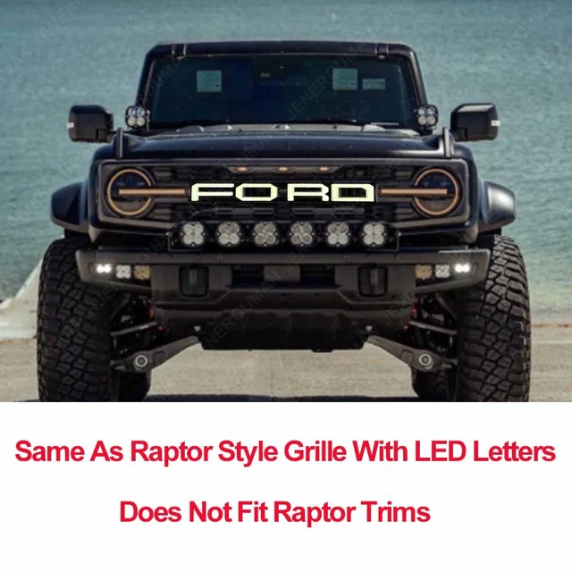 FRONT UPPER GRILLE With LED letters Raptor Style Fits For 2021-2024 ...