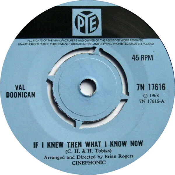 VAL DOONICAN - If I Knew Then What I Know Now (7", Single, Pus) EUR 23 ...