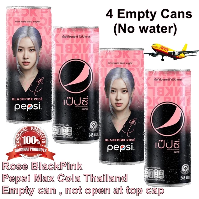 NEW 4 CANS BlackPink Rose Pepsi Max Cola Thailand 245ml Original ...