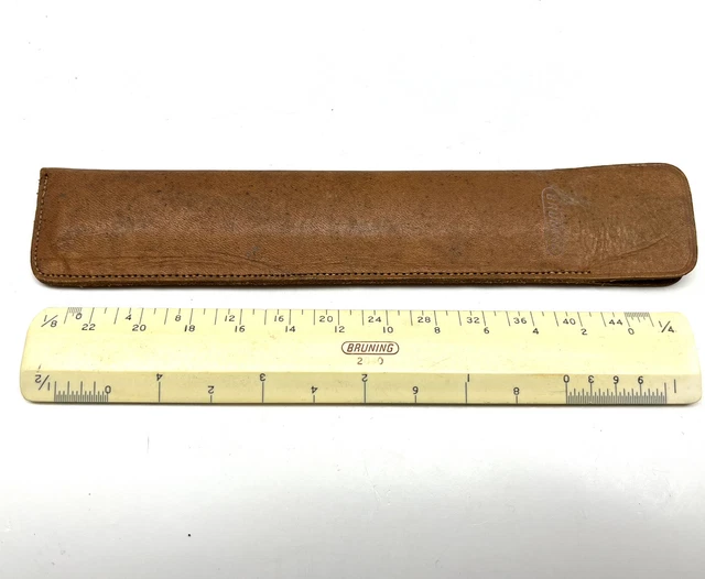 VINTAGE BRUNING 2090 6" Pocket Drafting Scale Ruler with Leather Case ...