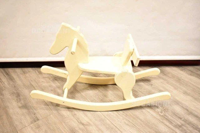 CHEVAL À BASCULE en Bois Blanc Crème 70x45 CM EUR 17,20 - PicClick FR