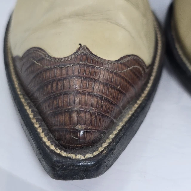 RARE VINTAGE 90S Austin Hall Western Boots Men 8.5 2 Tone Teju Lizard ...