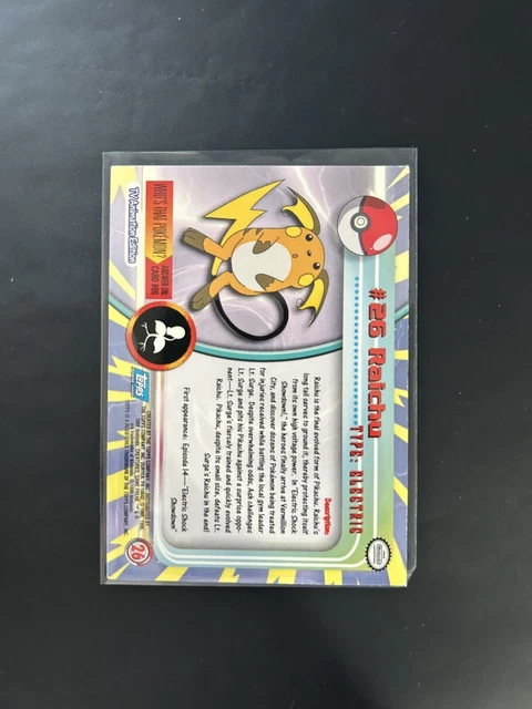 1999 TOPPS TV Animation Edition Raichu Pokemon Card 26 étiquette bleue non holo (LP) EUR 4,60 ...