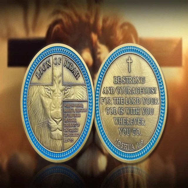 LION CULTURE CHALLENGE Coin Be Strong and Courageous Collectible Coins ...