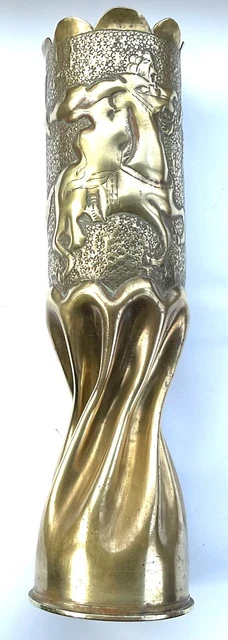 OBJET DE POILU Douille 75 1918 Cavalier Dans L’oasis Palmier Chameau ...