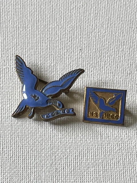 2 X COLLECTIBLE Vintage NSPCC Blue Bird Metal & Enamel Pin Badge League ...