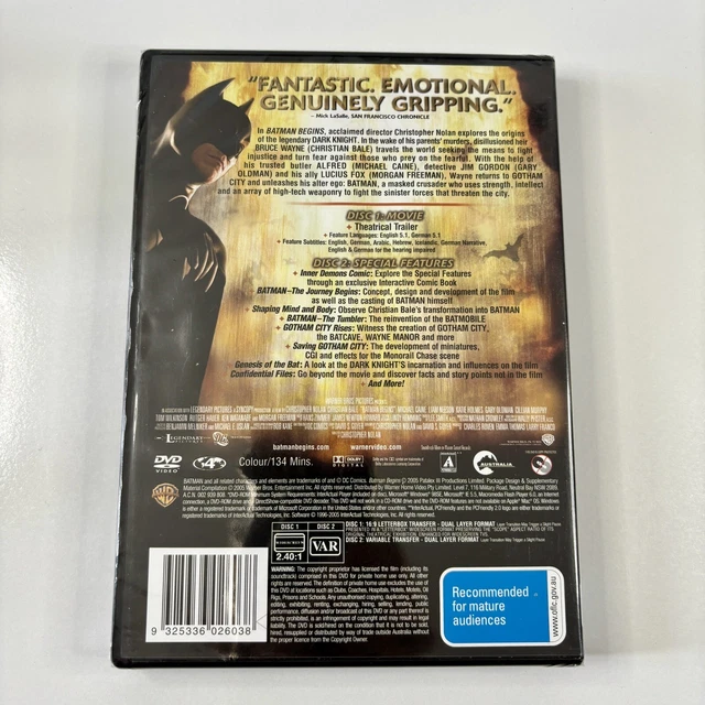 BATMAN BEGINS & The Dark Knight Rises DVD Region 4 PAL Brand New Sealed FreePost $21.99 ...