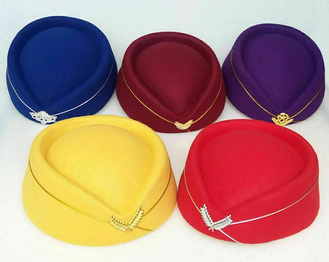 FLIGHT ATTENDANT AIR Hostess Cap Costume Beret Airline Stewardess Hat ...