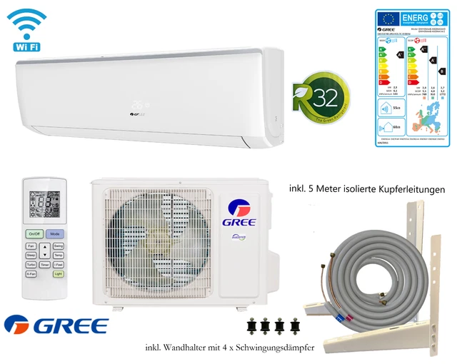 SPLIT KLIMAANLAGE GREE 9000BTU 2,5kW WiFi R32 Klimagerät 5m Komplettset EUR 799,00 - PicClick DE