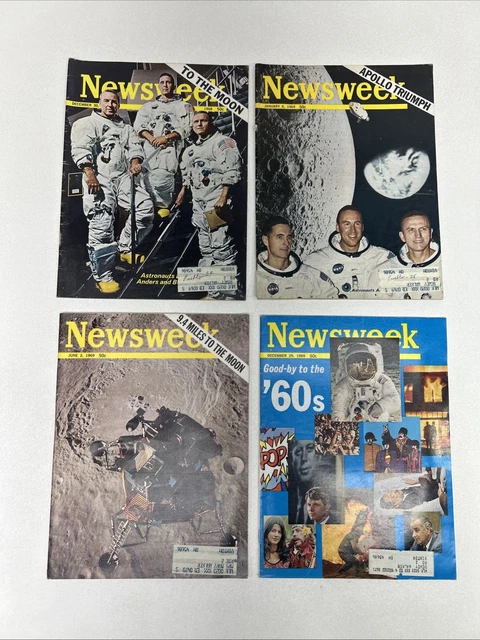 LOT OF 4 NEWSWEEK 1968-1969 Moon Landing Apollo Astronauts Space £37.75 ...