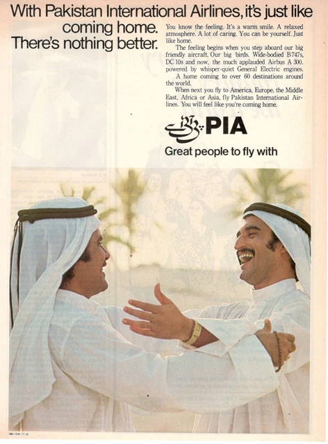PAKISTAN AIRLINES PIA Compagnie Aérienne Publicité D'Origine 1980 ...