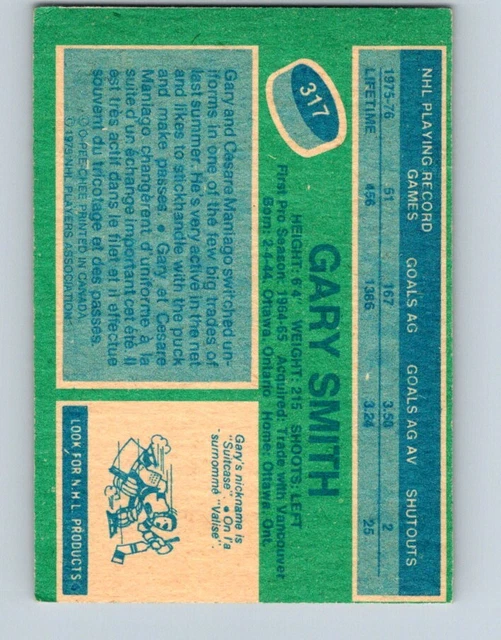 VINTAGE HOCKEY CARD Opc 1976 Minnesota North Stars Gary Smith No230 $3. ...