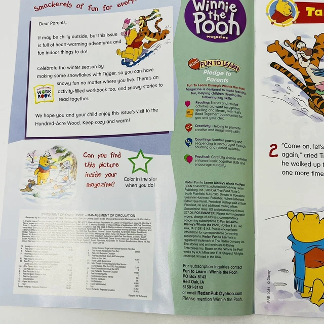 DISNEY’S WINNIE THE Pooh Magazine January February 2004 A Snowy ...
