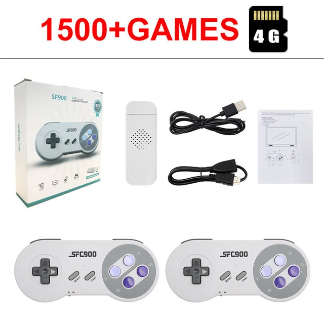 SNES RETRO VIDEO Game Console TV Stick 4k HDMI 2 Wireless Controllers ...