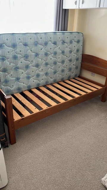 SOLID OAK SINGLE Bed Frame with Mattress £52.70 - PicClick UK