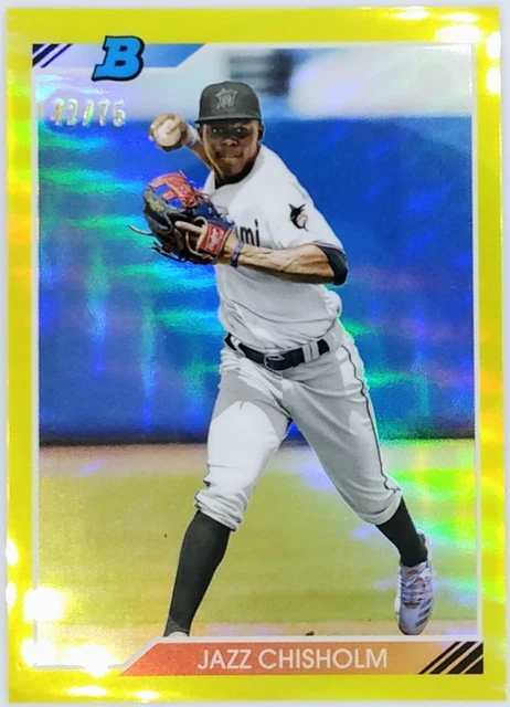 JAZZ CHISHOLM 2020 Bowman Heritage Chrome #92CP-JC YELLOW PROSPECT REFRACTOR /75 EUR 23,44 ...