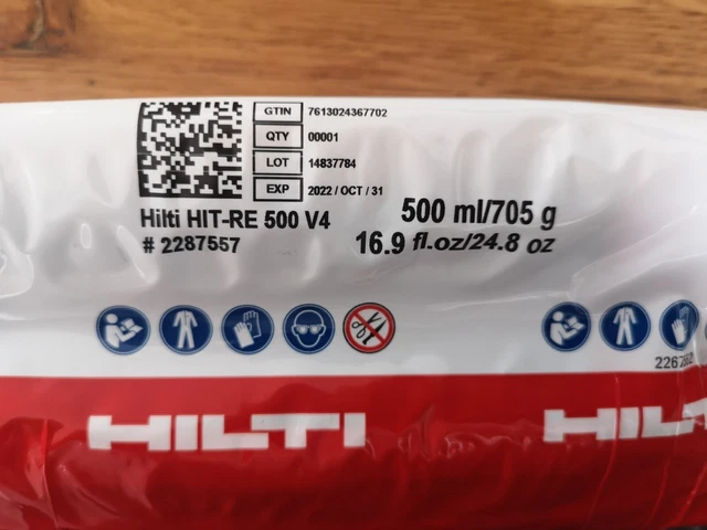 X 3 HILTI HIT-RE 500 V3 Epoxy Anchor Injectable Mortar - 500ml / 705g ...