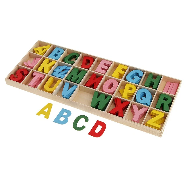 156 PIECES WOODEN capital letters wooden alphabets letters craft parts ...