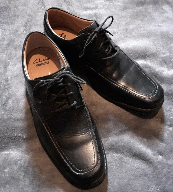 CLARKS MEN'S LACE-UP Derby Shoes Huckley Spring Black Leather (UK Size ...