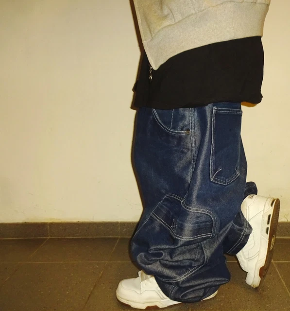 RARE VINTAGE 1990S FUBU Glanz Baggy DUNKELBLAU W38 L34 Guter Zustand ...