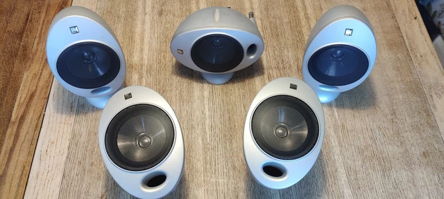 5 X KEF HTS 2001 EGG SATELLITE/SURROUND SOUND SPEAKERS IN SILVER £78.72 ...