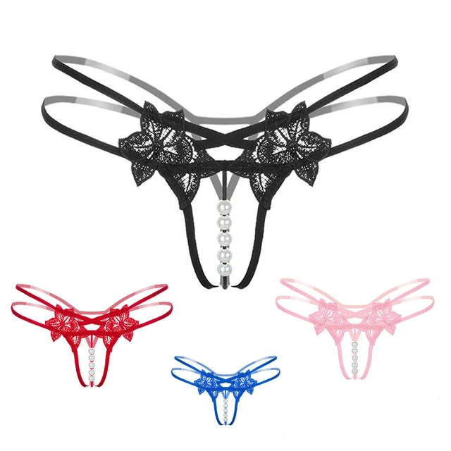 SEXY DAMEN G-STRING Slip String Spitze Perlen Kette Schritt offen Dessous Tanga EUR 6,99 ...